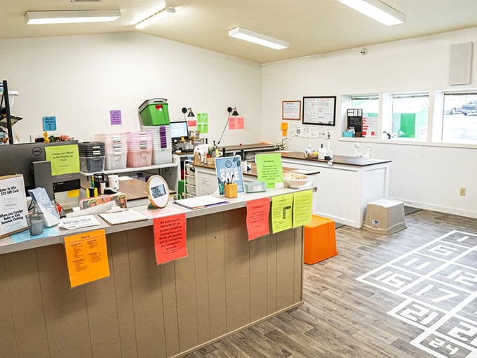 The nerve center of operations, where friendly staff manage the constant flow of fashion treasures coming and going with color-coded efficiency.