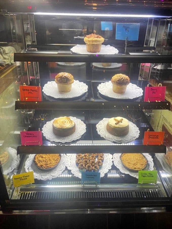The dessert case at The Duce is a time machine to simpler days—homemade pies and treats that look like they came straight from your favorite aunt's kitchen.
