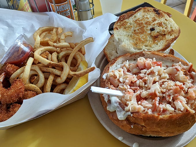 The perfect marriage of crispy and tender – these shrimp and their curly fry companions are the beach vacation your taste buds have been saving up for.