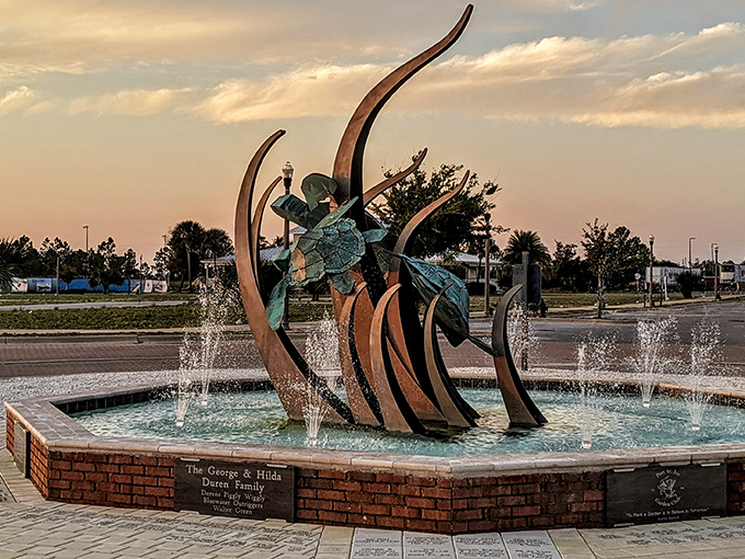This stunning sea life fountain captures Port St. Joe's deep connection to marine ecosystems. Art that celebrates nature's most graceful creatures.
