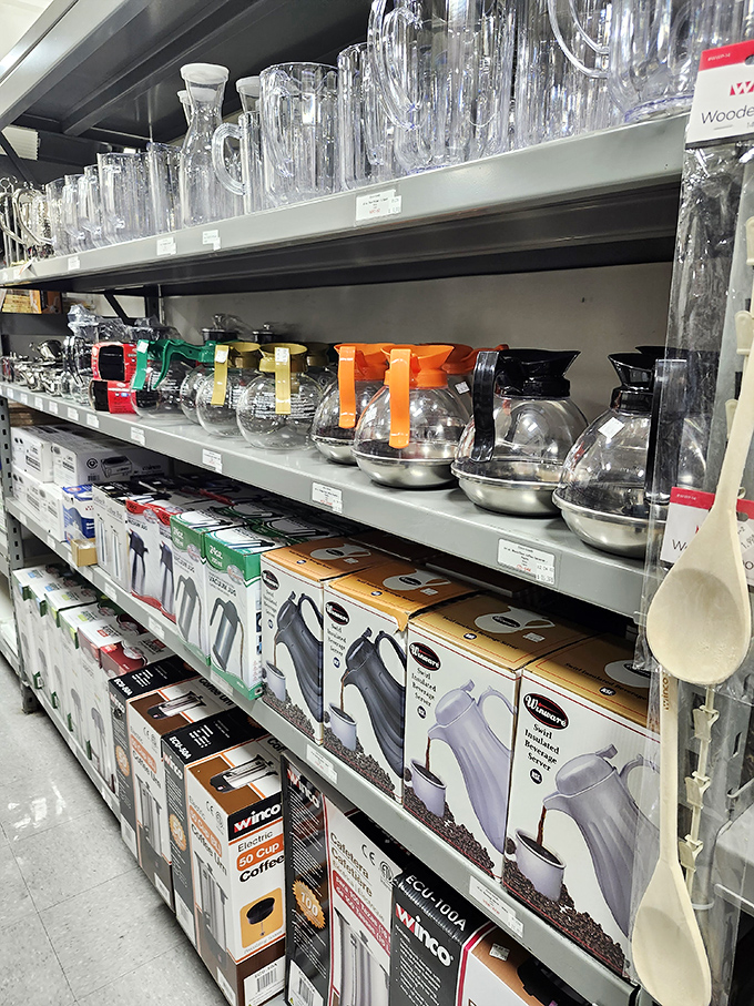 Coffee makers and carafes line up like hopeful contestants on a reality show. "America's Next Top Kitchen Gadget" starts here.
