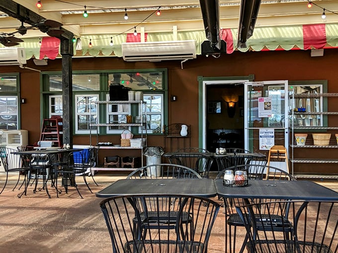 The outdoor patio offers a casual alternative for those who prefer their carb-loading with a side of fresh air and people-watching.