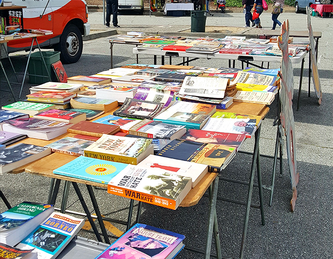 The outdoor bookstore where literary treasures await adoption. Unlike streaming services, these stories never buffer—just bring your own imagination.