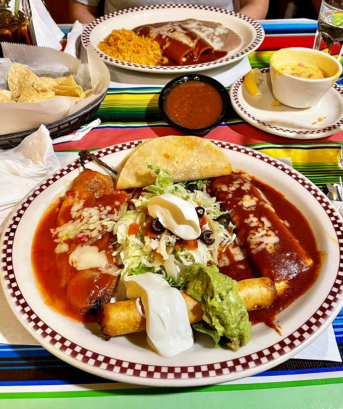 A plate that requires strategy: which delicious morsel to attack first? The enchilada? The taco? Decisions that would challenge even a chess grandmaster.