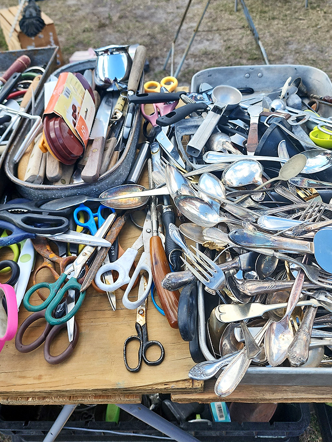 Silverware roulette! Grandma's mismatched utensils find new purpose in the hands of crafters, collectors, and those who appreciate dining with character.