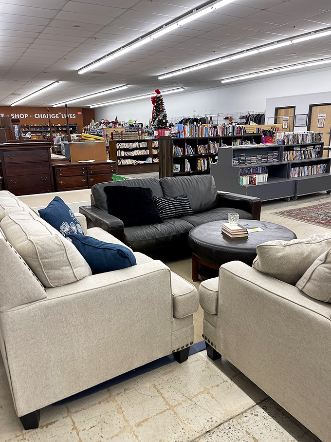 The living room staging area: where you can test drive comfort while mentally rearranging your furniture to make room for these new finds.