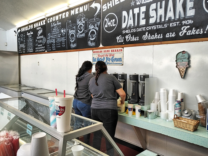 Where the magic happens! Dedicated shake makers transform humble dates into legendary refreshments that keep California coming back for more.