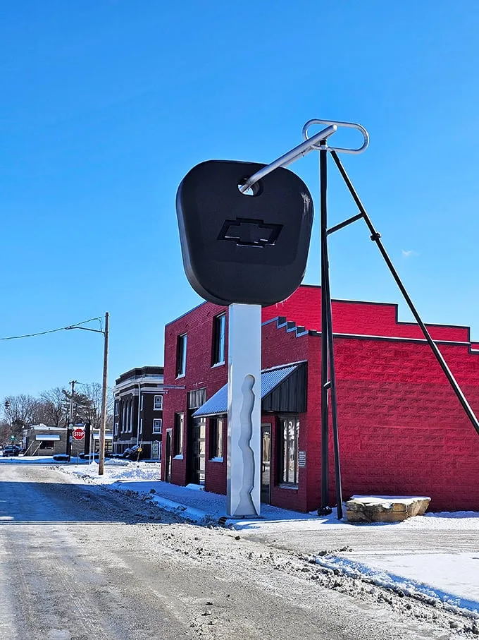 Lost your car keys? This oversized solution might be overkill, but it certainly makes a point about Casey's commitment to thinking big.