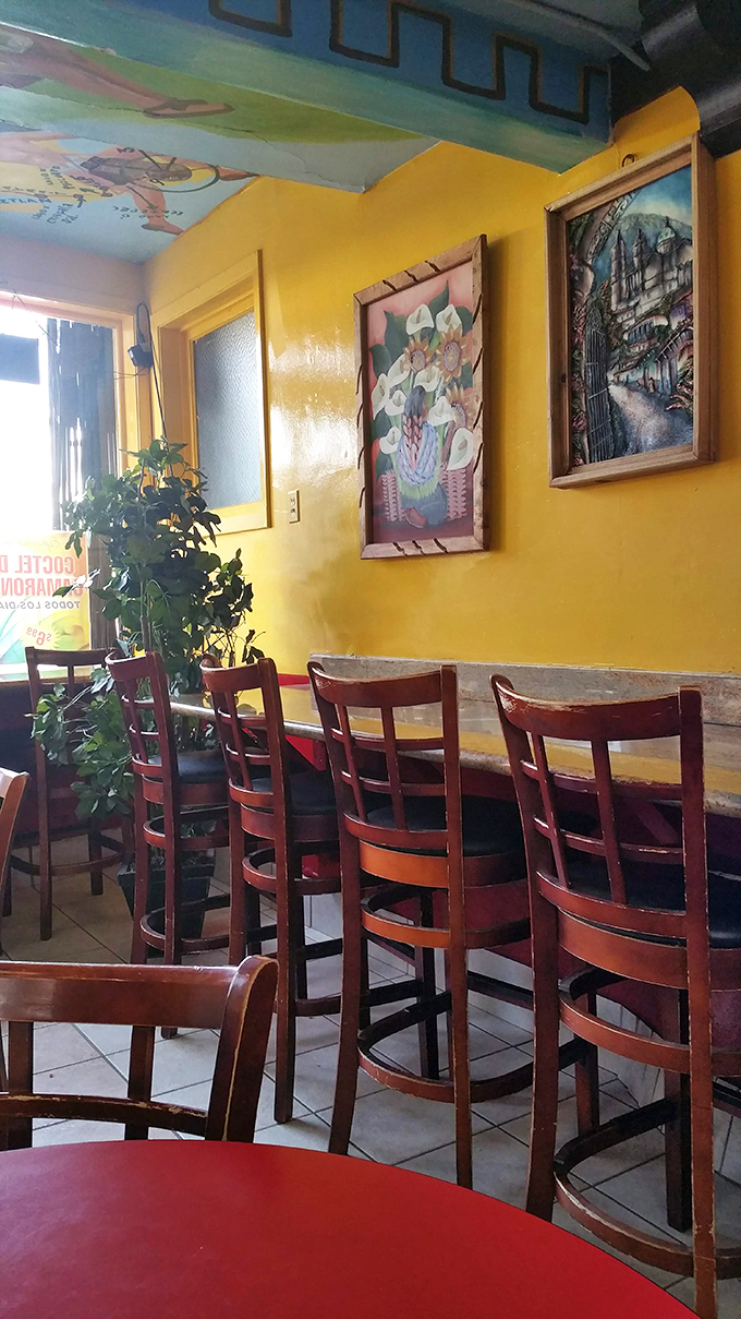Those yellow walls have heard countless declarations of "best burrito ever." Simple wooden chairs and framed art create the perfect backdrop for life-changing meals.