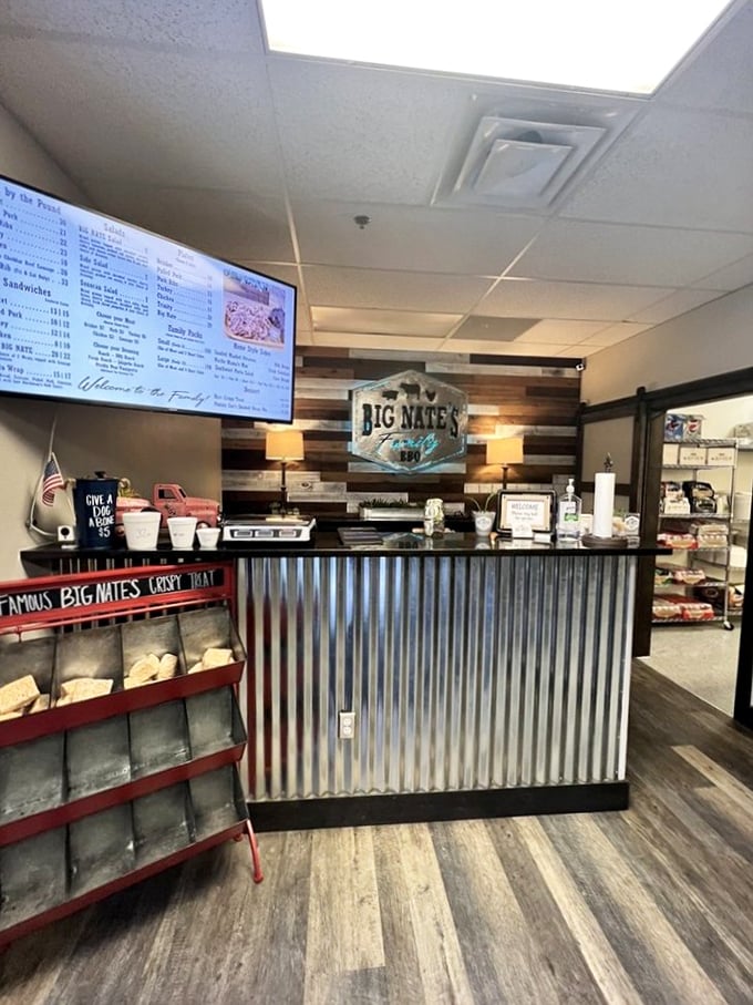 11. counterWhere barbecue magic begins – the counter's rustic charm and menu board promising smoky treasures that would make a vegetarian nervous.