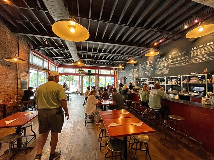 The dining room hums with the sound of happiness – or maybe that's just people trying not to moan with pleasure between bites.
