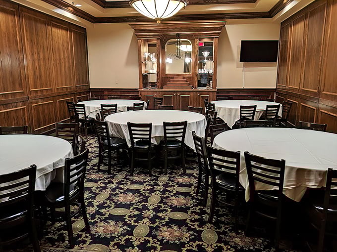 Private dining rooms that whisper "special occasion" while the floral carpet reminds you that Italians never do anything halfway, especially celebrations.