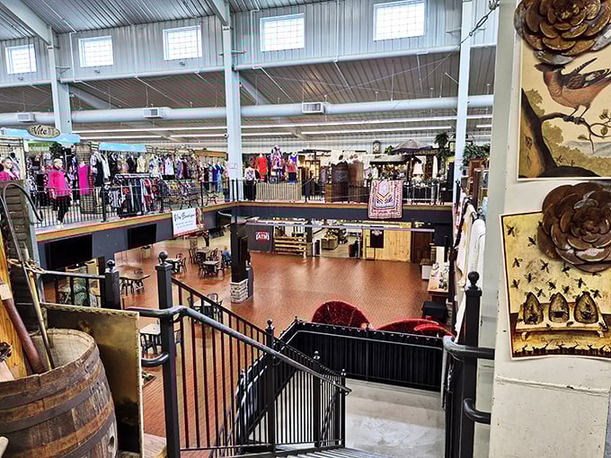 The marketplace's open design creates a sense of discovery as you wander between levels. Like a department store designed by someone who actually enjoys shopping.