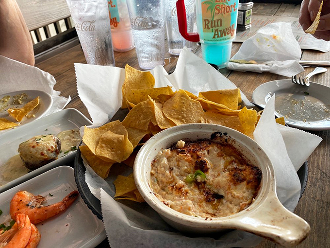 This bubbling seafood dip surrounded by crispy tortilla chips is what sharing food at the beach is all about—though sharing might become optional.