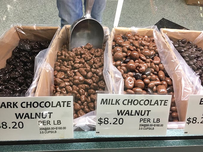 Chocolate-drenched walnuts waiting to jump into your shopping bag. Brain-shaped nuts coated in happiness – coincidence? I think not.