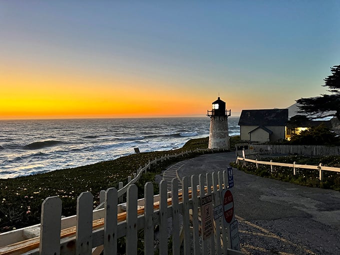 Standing guard over Half Moon Bay, this lighthouse watches endless sunsets like a devoted sentry. 