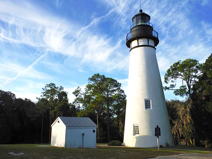 The Amelia Island Lighthouse has been guiding sailors home since 1839, standing tall like the maritime equivalent of a reliable old friend.