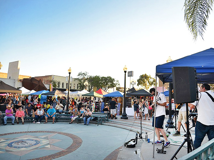 When the sun shines on Pomona's outdoor markets, even the trees seem to stand a little taller, creating natural canopies for vintage browsing.