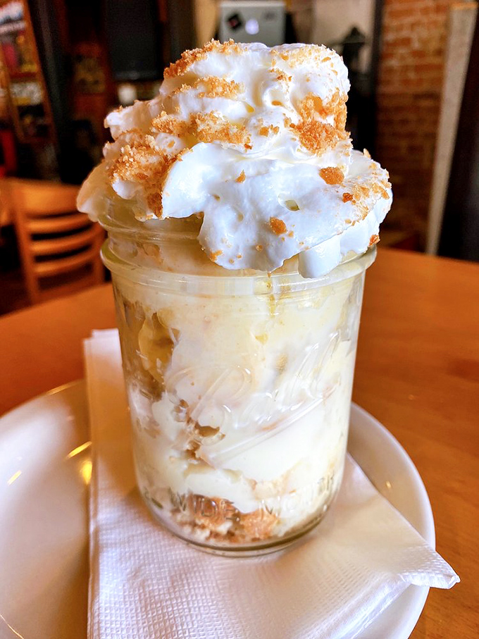 Banana pudding that channels your grandmother's recipe but with a modern twist—layers of comfort served in a jar that's practically begging to be photographed.