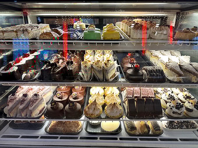 A dessert case that should come with a warning label: "May cause spontaneous happiness and the unbuttoning of pants."