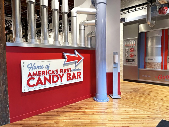 "Home of America's First Combination Candy Bar" – a proud declaration that reminds us someone had to be first to throw everything delicious together.