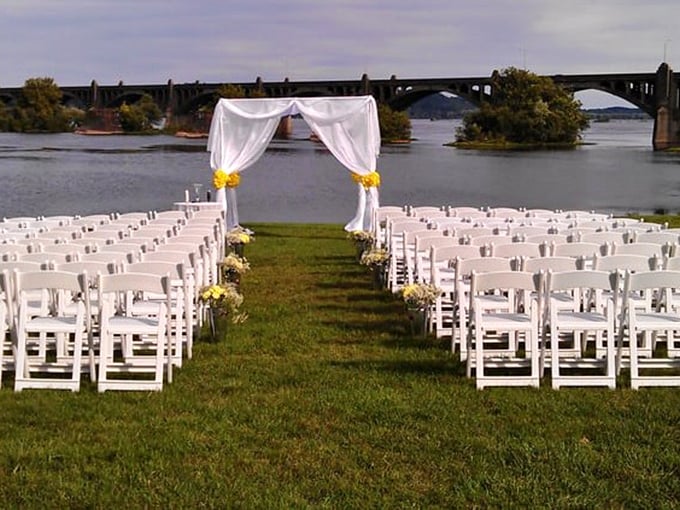"I do" with a view – this riverside ceremony setup promises memories as flowing and beautiful as the Susquehanna itself.