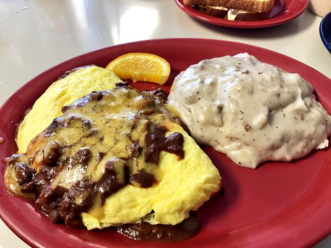 This omelet didn't just incorporate chili—it embraced it wholeheartedly, creating a morning marriage that would make any Texan nod in approval.