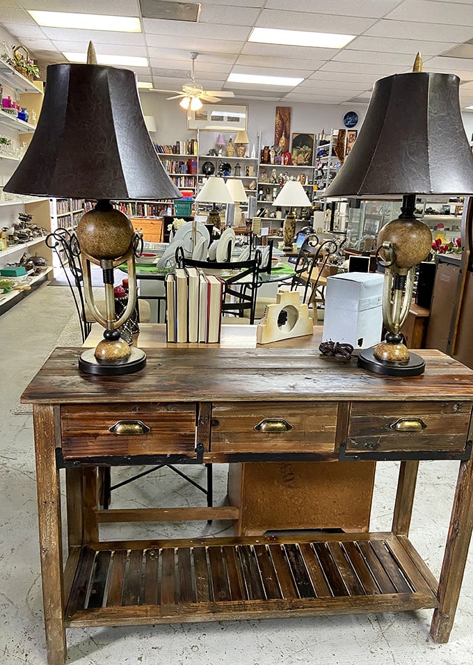 This console table with matching lamps isn't furniture—it's the supporting actor that makes your living room the star.