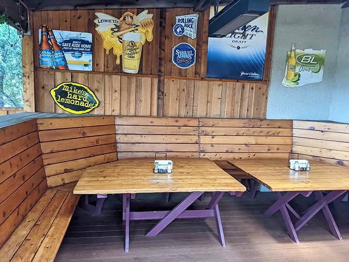 This rustic corner booth practically whispers, "Sit here, tell stories, stay awhile." Minnesota hospitality in wooden form.