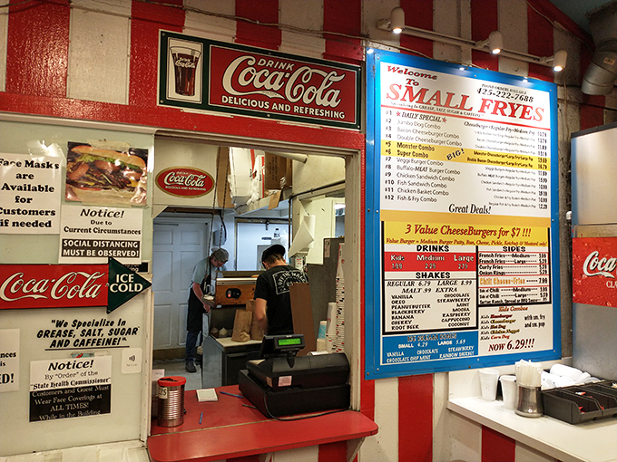 At the counter, the promise of "We Specialize in Grease, Salt, Sugar and Caffeine" isn't just a slogan—it's a delicious commitment. 