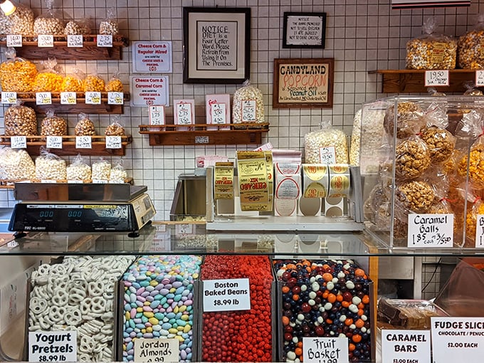 The counter area – where decisions are made, willpower is tested, and diet plans go to die a gloriously sweet death.