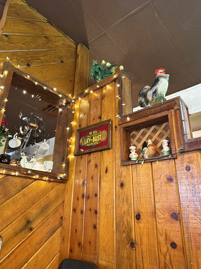 Charming kitschy decor with twinkling lights and wooden accents – creating an atmosphere where calories simply don't count before noon.
