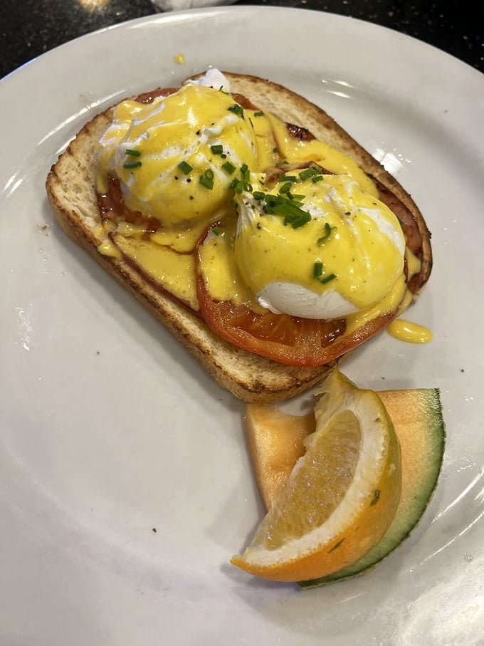 Eggs Benedict that makes you understand why people wait in line for breakfast—that hollandaise sauce is liquid gold.