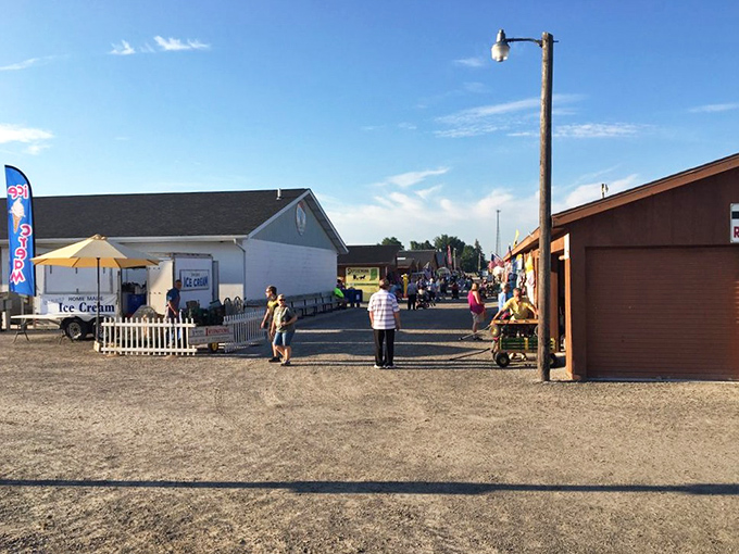 The unassuming entrance belies the wonderland within. That ice cream stand isn't just selling treats—it's fueling serious shopping expeditions.