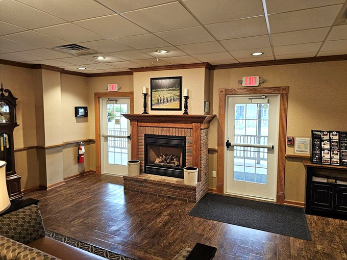The stone fireplace stands as a silent reminder that some restaurants aren't just about eating – they're about gathering, warming both body and spirit.