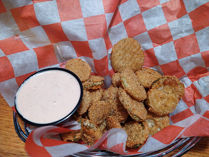 Fried pickles—the unsung heroes of appetizers—crispy, tangy discs of joy that disappear faster than you can say "just one more."