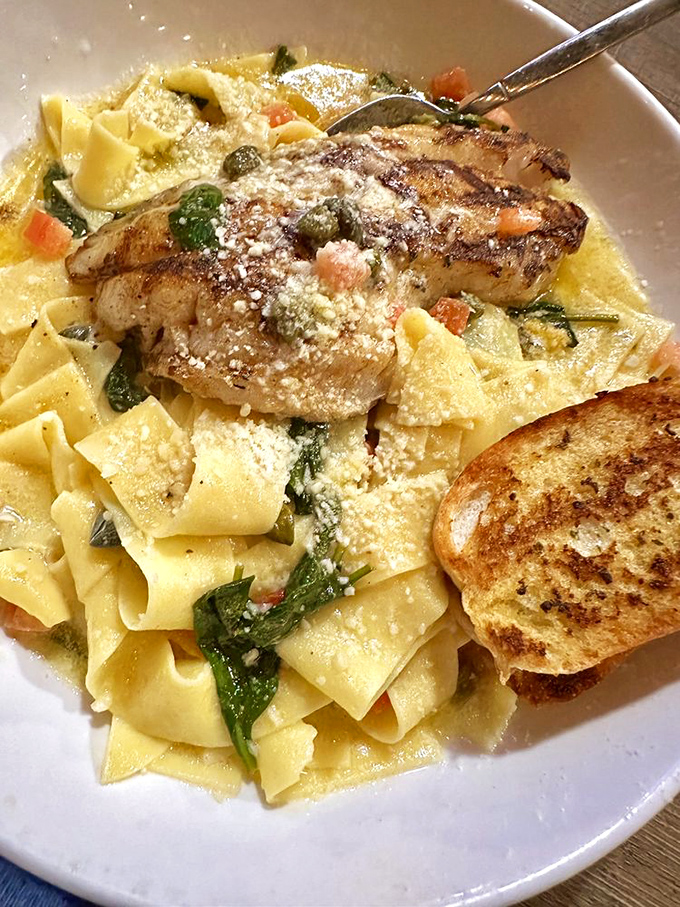 Pasta that doesn't just accompany seafood but celebrates it—a plate that would make both Italian grandmothers and Florida fishermen proud.