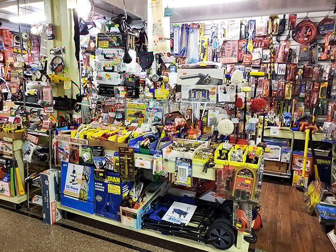 The hardware booth that has everything—including that weird specialized tool your dad swore existed but Home Depot employees have never heard of.