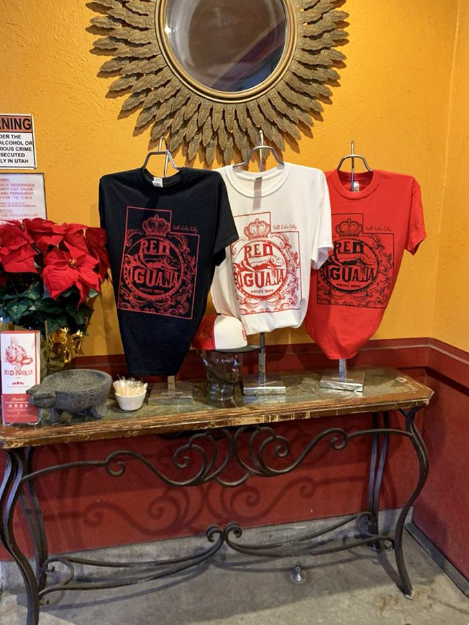 Wear your food loyalty on your sleeve—literally. These shirts aren't just merchandise; they're membership cards to the cult of Red Iguana devotees.