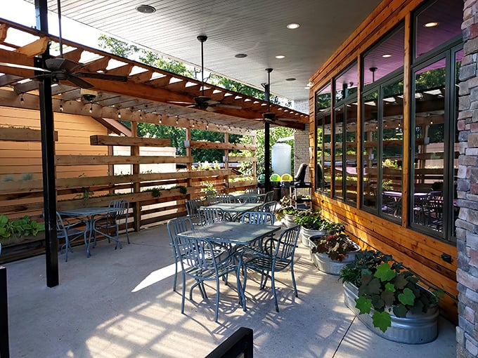 The patio at Mitchell's—where sandwich enjoyment meets fresh air. Tennessee sunshine and a Reuben? That's living your best life.