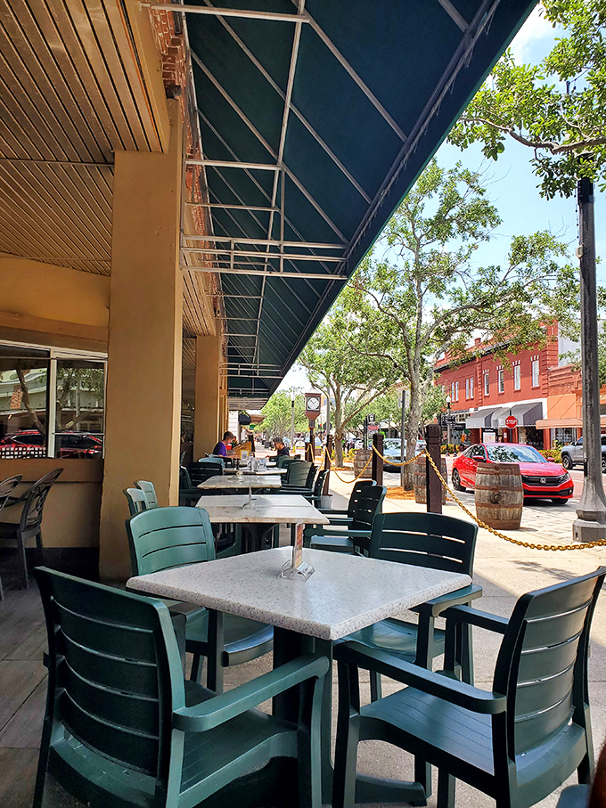 Sidewalk dining in downtown Sanford offers the perfect blend of German flavors and Florida sunshine—a cultural mashup we didn't know we needed.