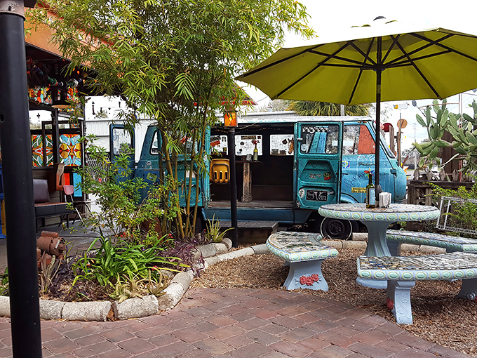 The VW van isn't parked here by accident – it's your dining room, combining America's love of automobiles with our deeper love of cheese.