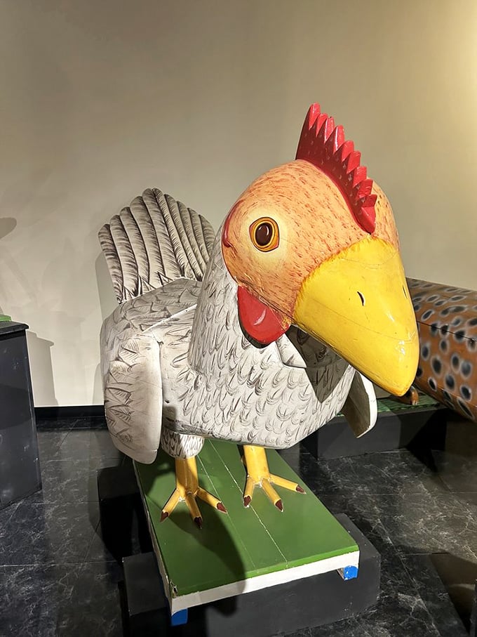 This chicken-shaped fantasy coffin from Ghana proves that personality doesn't have to die with you. Why settle for a rectangle when you can spend eternity as a rooster?