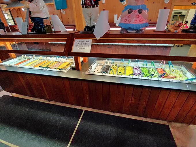 The dessert bar—where diets go to die happy deaths. Those colorful offerings aren't just sweets; they're permission to indulge without apology.