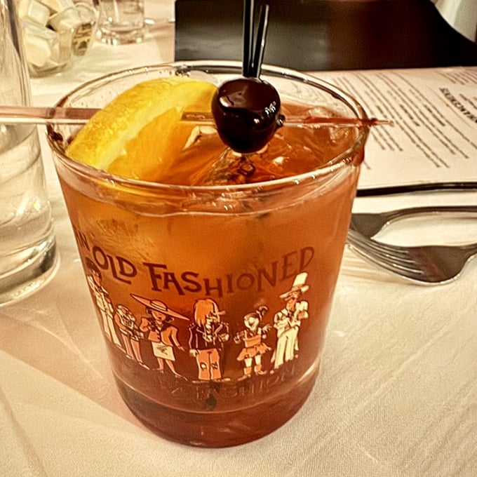 An Old Fashioned served in a glass that screams "Wisconsin heritage"—complete with the proper garnish that locals would approve of.