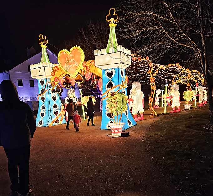 Follow the yellow brick—er, illuminated—road! This magical pathway guides nighttime visitors through a storybook landscape.