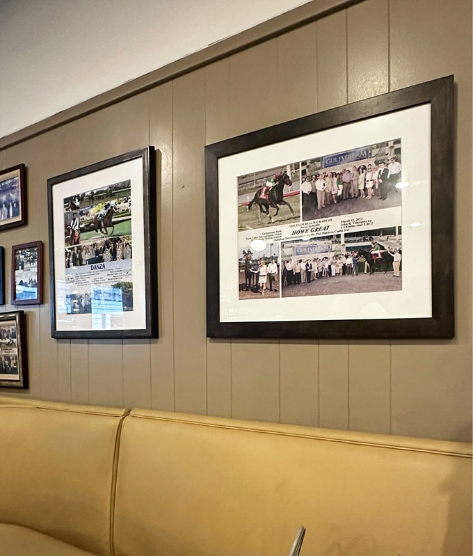 Horse racing memorabilia lines the walls—a nod to Hot Springs' storied past while you contemplate your pancake future