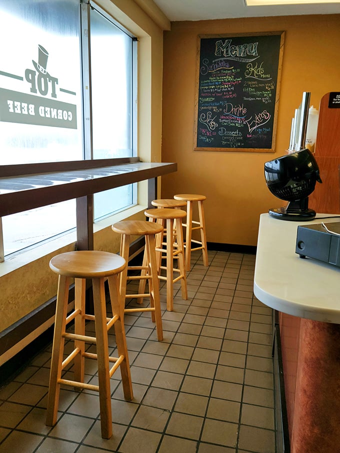 Window seats offer prime people-watching with your sandwich—the perfect perch to contemplate life's big questions, like "How is this Reuben so good?"
