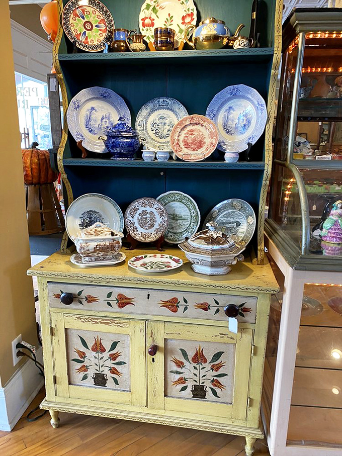 Blue and white transferware plates that have outlived the meals they once served, now ready to tell new stories on your dining room wall.