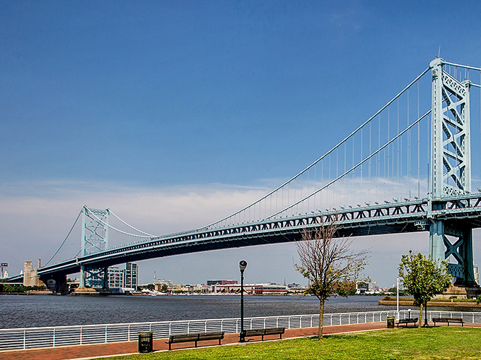 The majestic Ben Franklin Bridge isn't just a connection to Philadelphia—it's a symbol of Camden's accessibility, linking residents to big-city amenities without big-city prices.